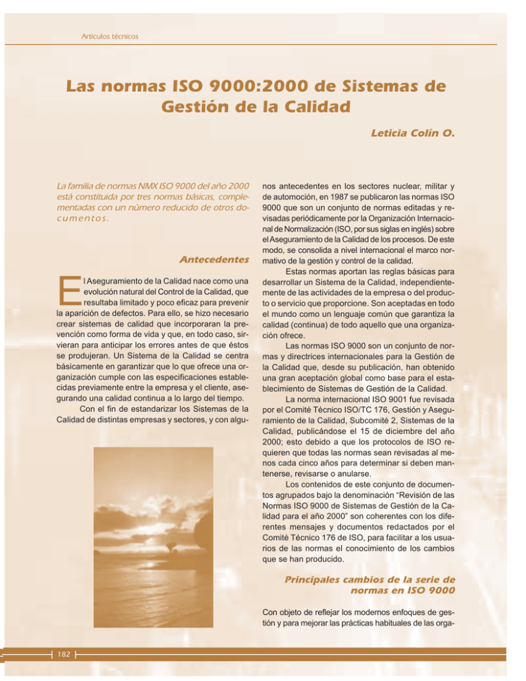 Las normas ISO 9000:2000 de Sistemas de Gestión de la Calidad