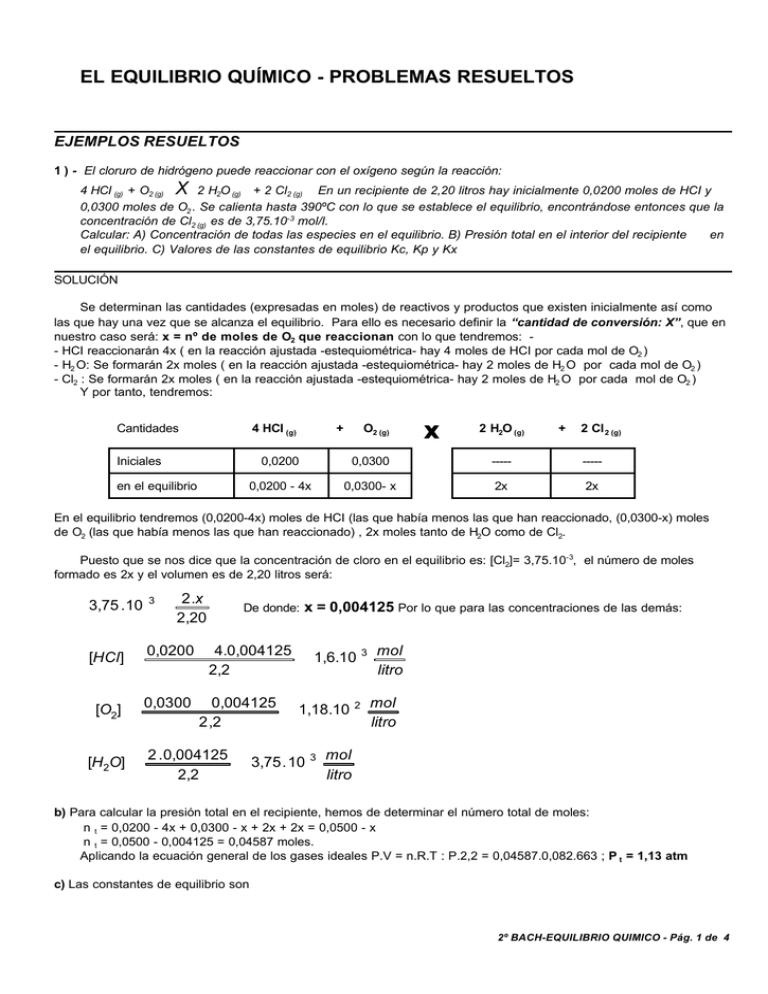 EL EQUILIBRIO QUÍMICO - PROBLEMAS RESUELTOS XX