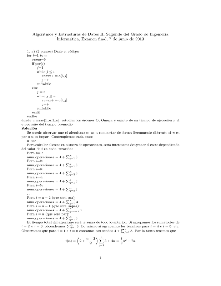 Algoritmos y Estructuras de Datos II, Segundo del Grado de
