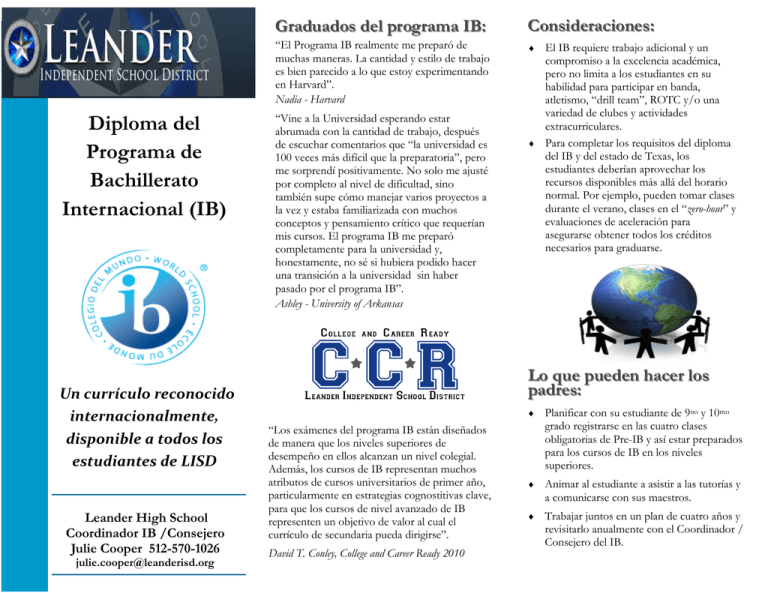 Diploma del Programa de Bachillerato Internacional (IB)