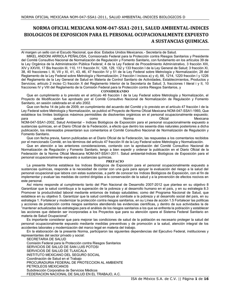 NORMA OFICIAL MEXICANA NOM-047-SSA1