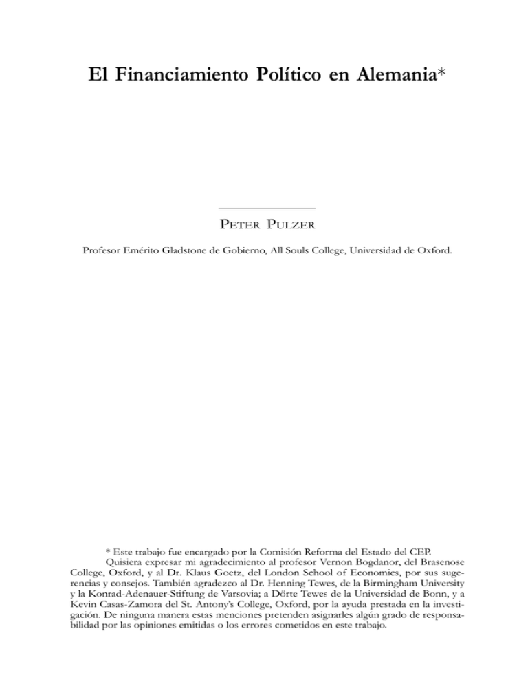 El Financiamiento Político En Alemania