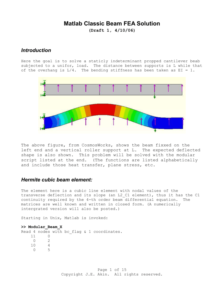 MatlabClassicBeamFEA Solution
