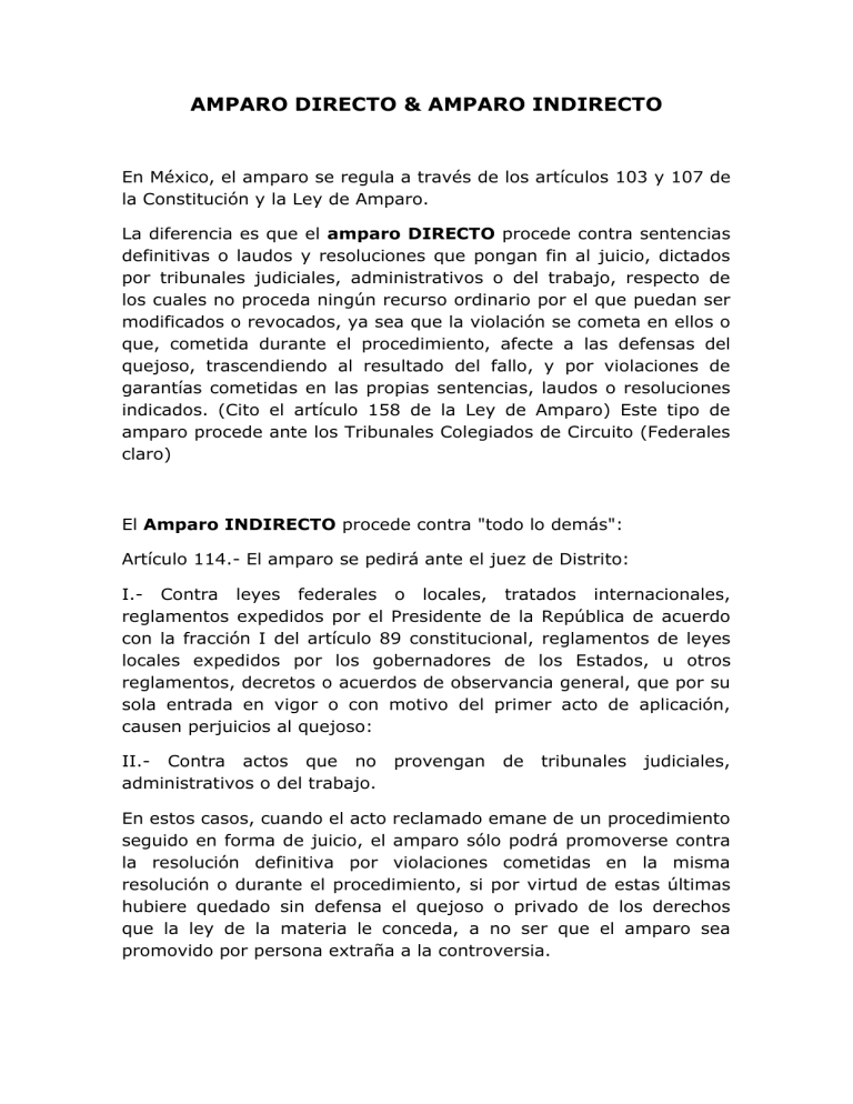 Amparo Directo vs. Indirecto: Ley de Amparo en México