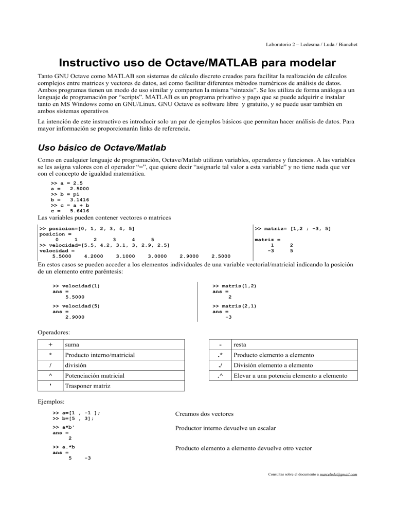 instructivo Octave MATLAB
