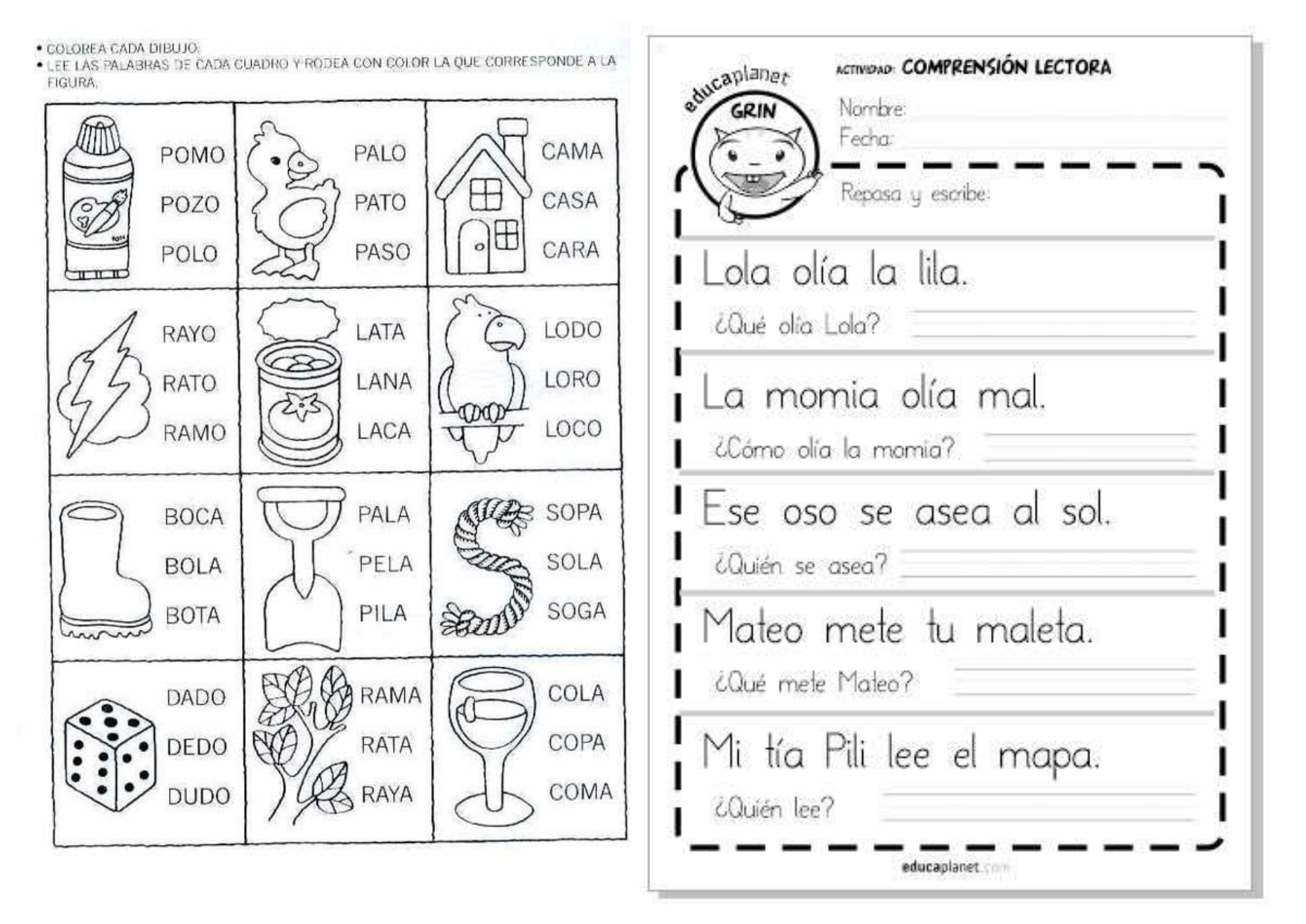 FICHAS DE REPASO DE LETRAS M P S T FICHAS DE REPASO DE LETRAS M P S T