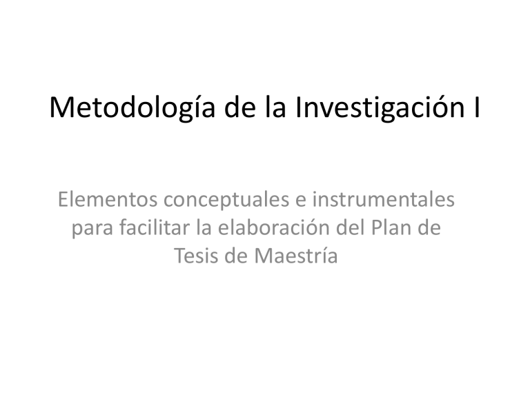 Metodologia de la Investigacion Cientifica - I