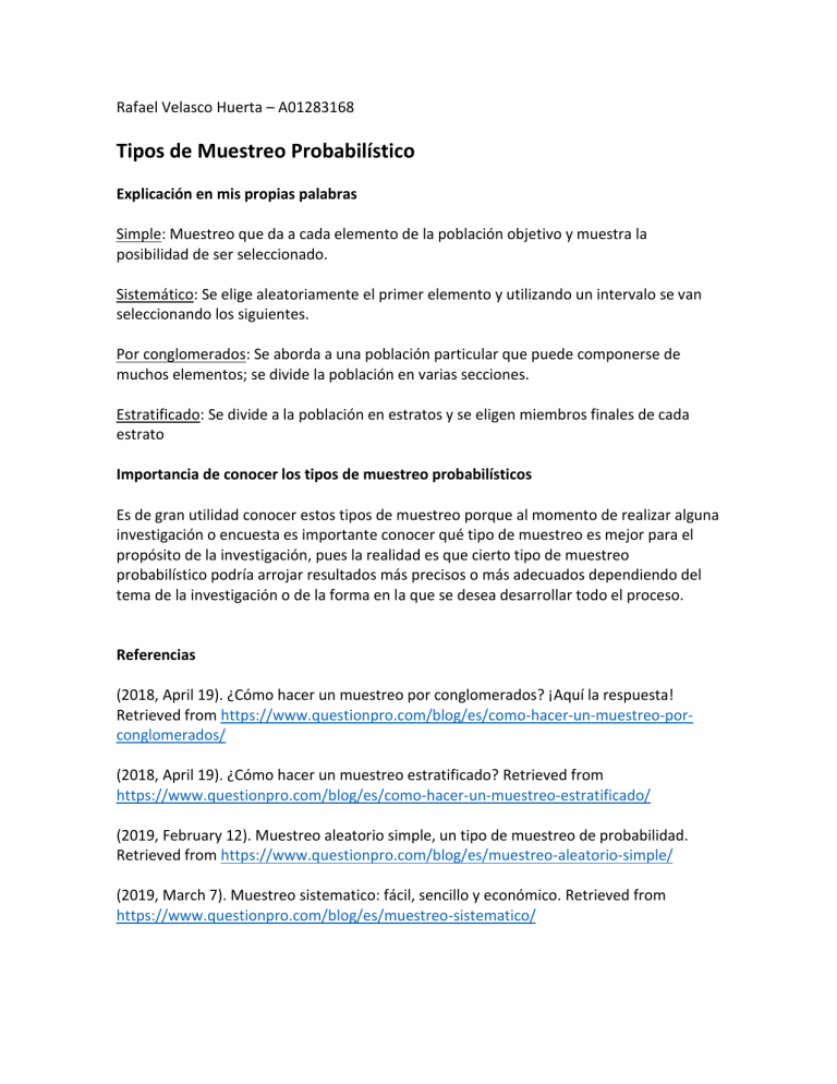 Tipos de Muestreo Probabilistico