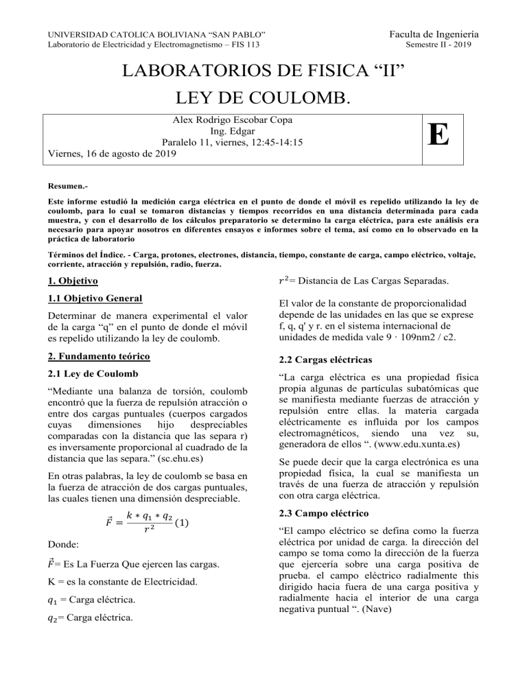 inform de la ley de coulomb