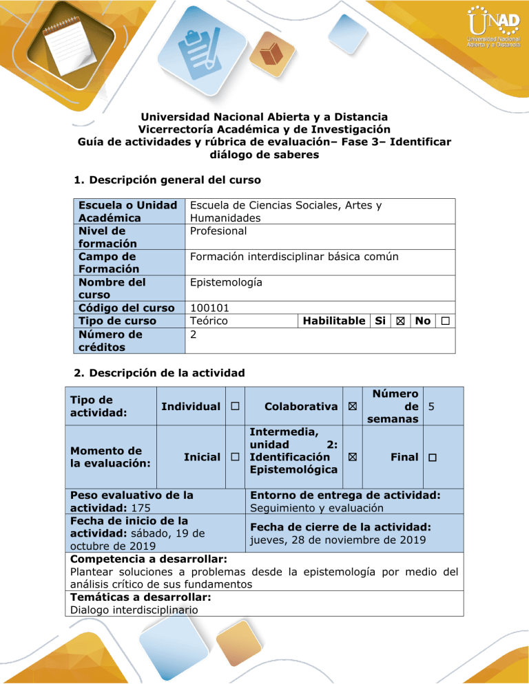 Guía de actividades y rúbrica de evaluación-Fase 3- Identificar diálogo de saberes