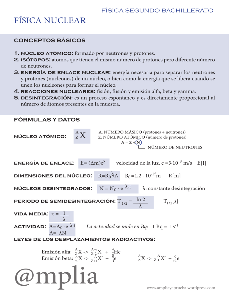 Fisica Nuclear Formulas Fisica Nuclear Formulas