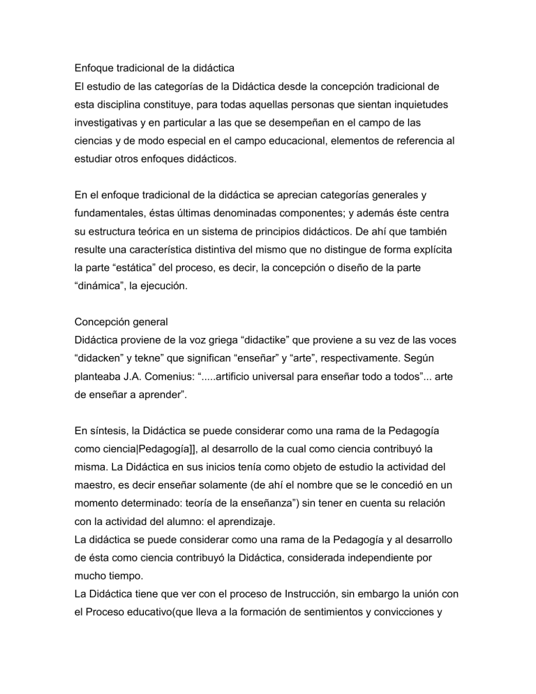 Enfoque tradicional de la didáctica