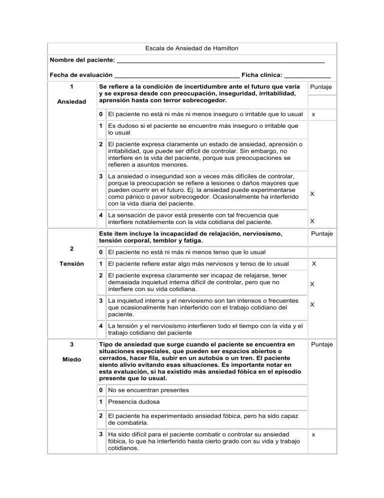 Escala de Ansiedad de Hamilton