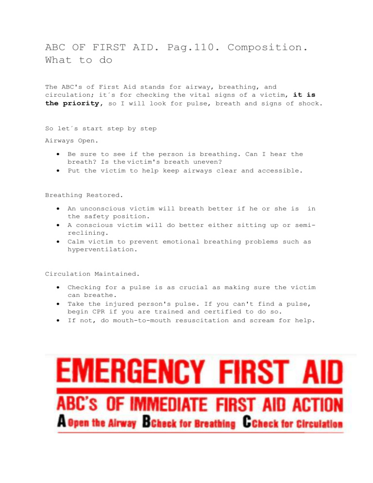 ABC OF FIRST AID ABC OF FIRST AID