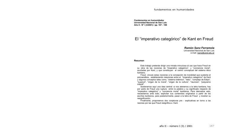 El Imperativo Categórico de Kant en Freud