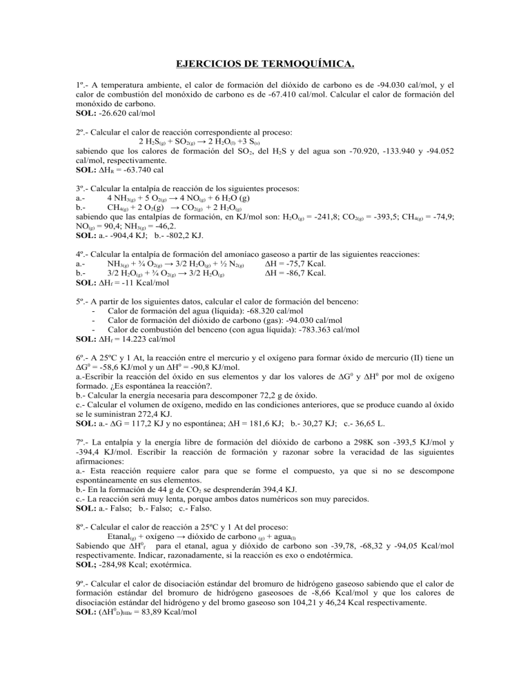 EJERCICIOS DE TERMOQUIMICA
