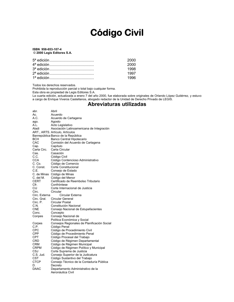 Codigo Civil Colombiano con resaltos