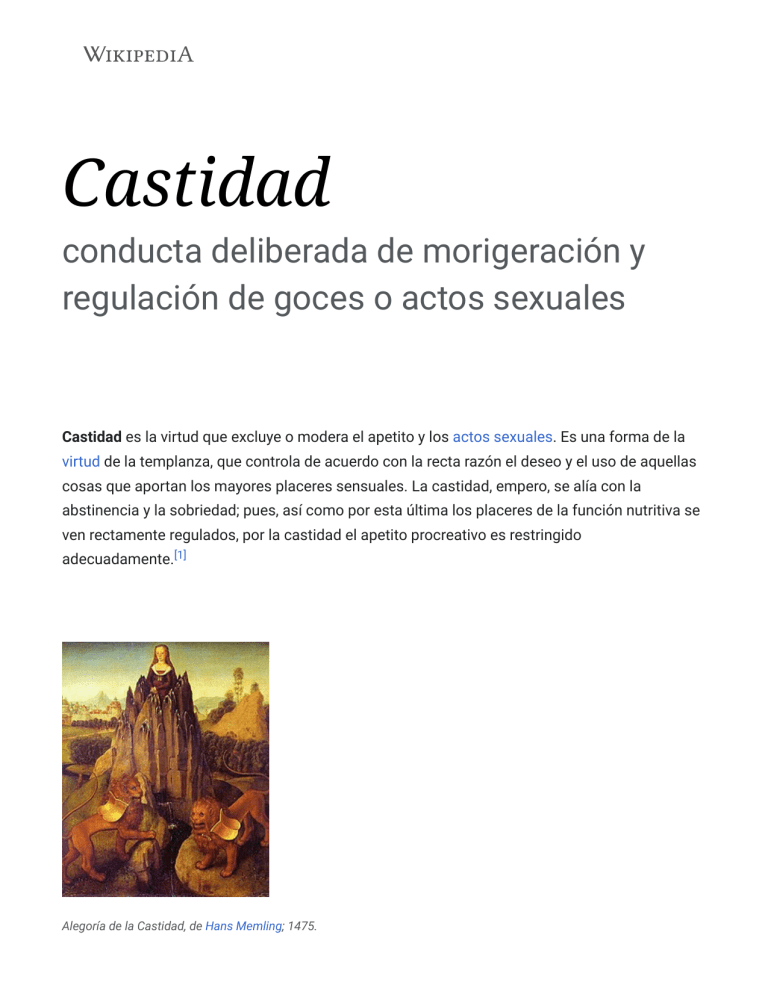 Castidad - Wikipedia, la enciclopedia libre