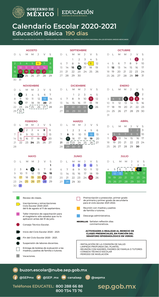 Calendario Escolar BASICA 2020-2021