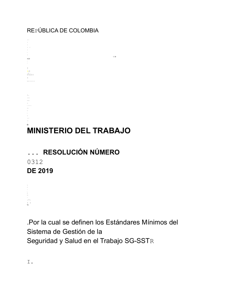 Resolucion 0312-2019- Estandares minimos del Sistema de la Seguridad y Salud