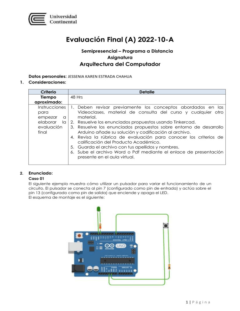 Examen Final Arquitectura del Computador - Arduino