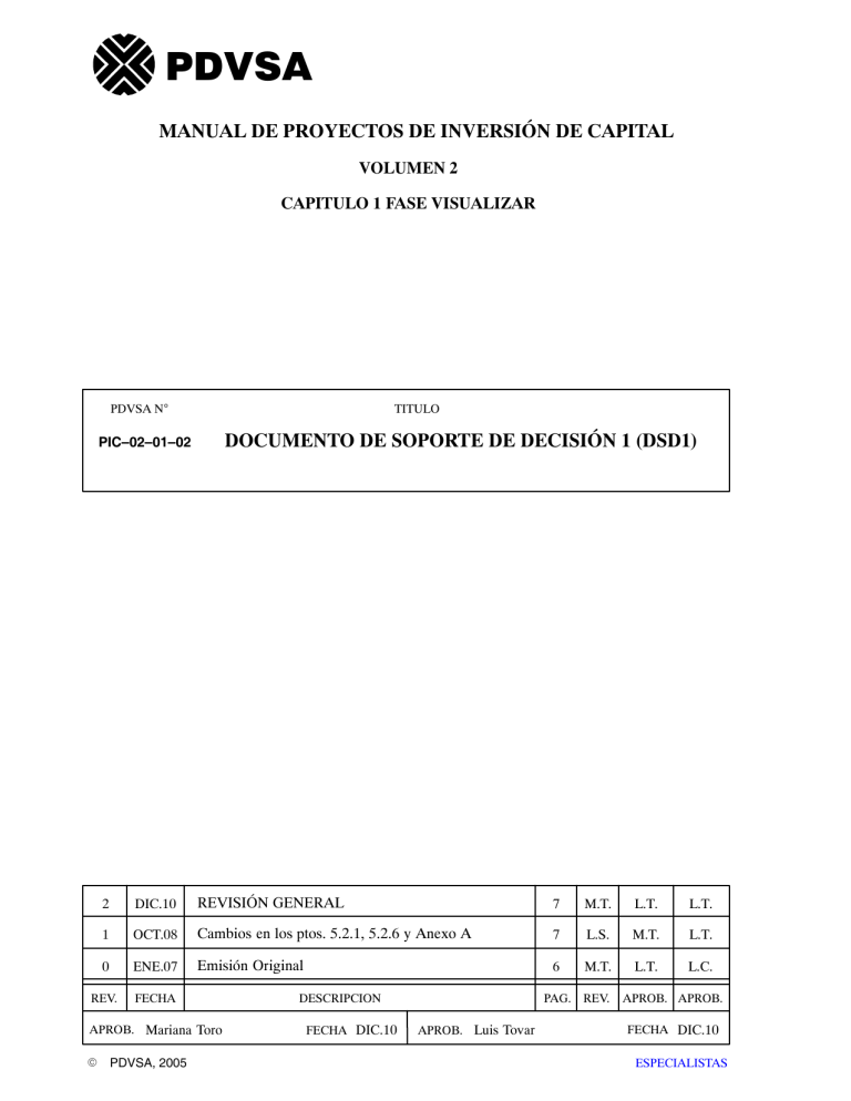 Manual PDVSA: Proyectos de Inversión - Fase Visualizar