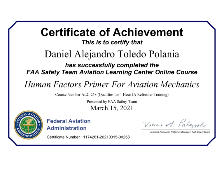 Diploma FAA
