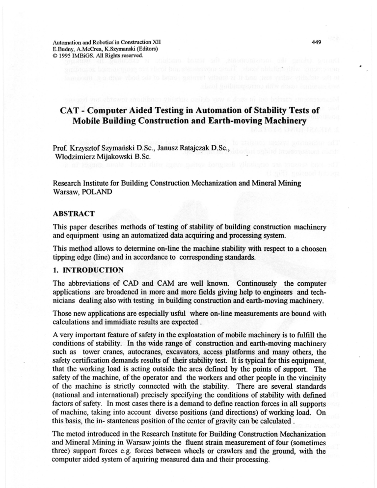 CAT- computer aided testing in automation of stability tests