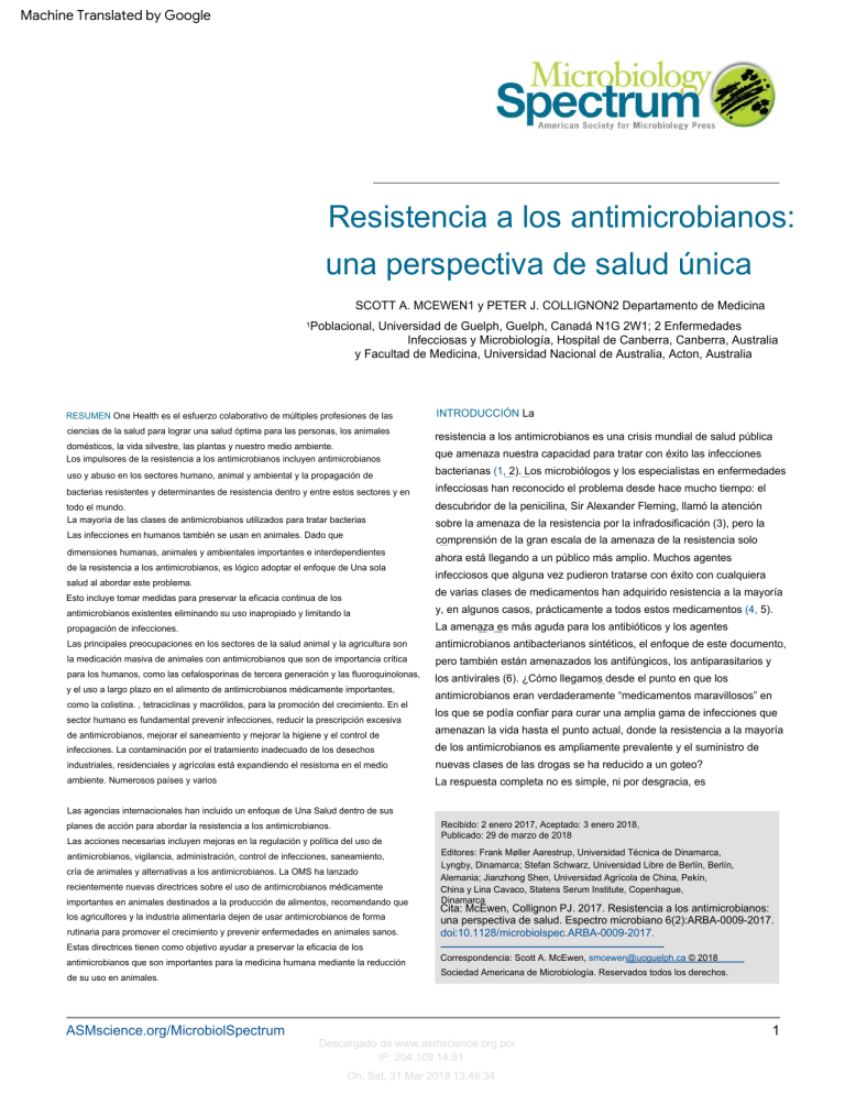 2018 Microbiol Spectrum Antimicrobial resistance One Health Perspective (1)