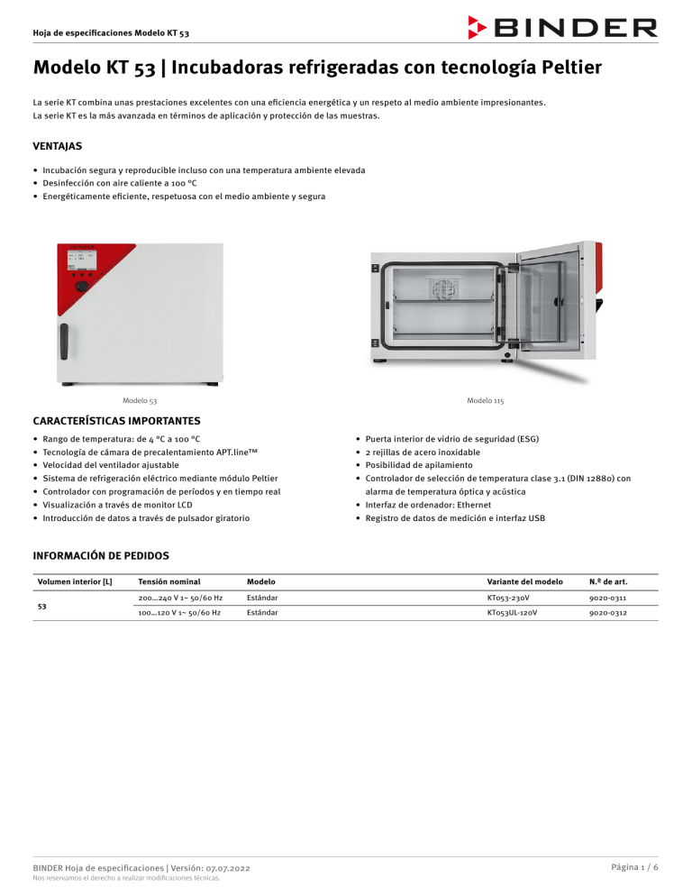 Data Sheet Model KT 053 es