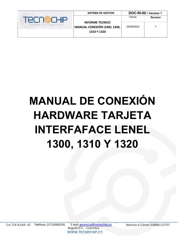 Manual Conexión Lenel 1300/1310/1320: Guía Técnica