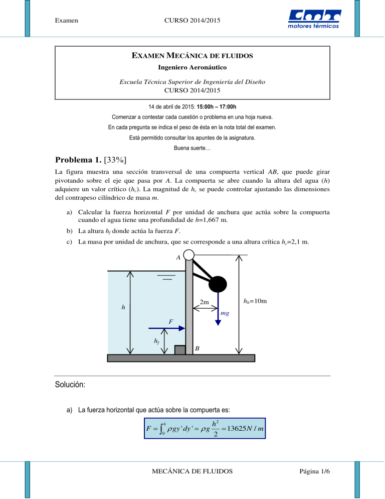 EXAMEN MECANICA DE FLUIDOS