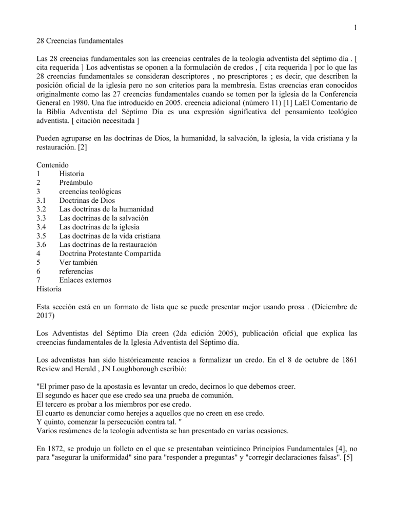 28 Creencias fundamentales