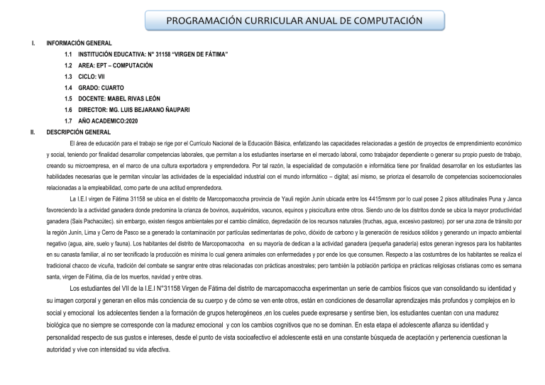 Programa Curricular de Computación - Secundaria