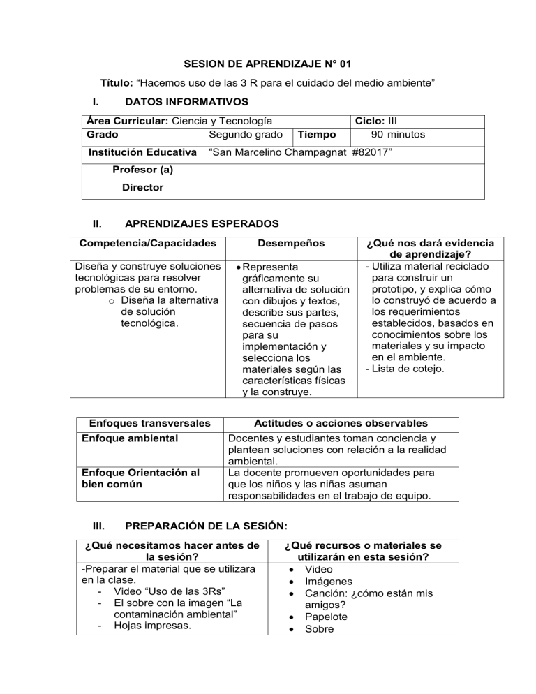 SESION DE APRENDIZAJE 2do grado FIRME