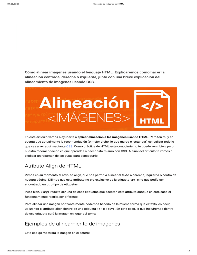 Alineación de imágenes con HTML