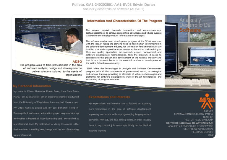 ADSO Program Overview: Analysis & Software Development