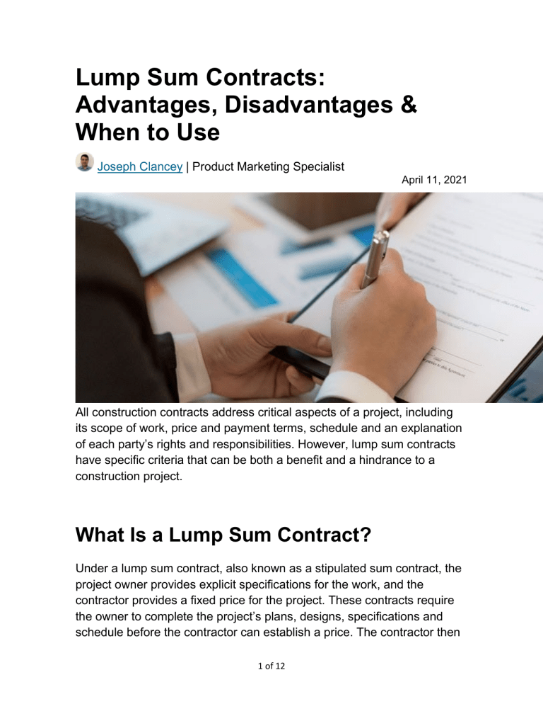 Lump Sum Contracts