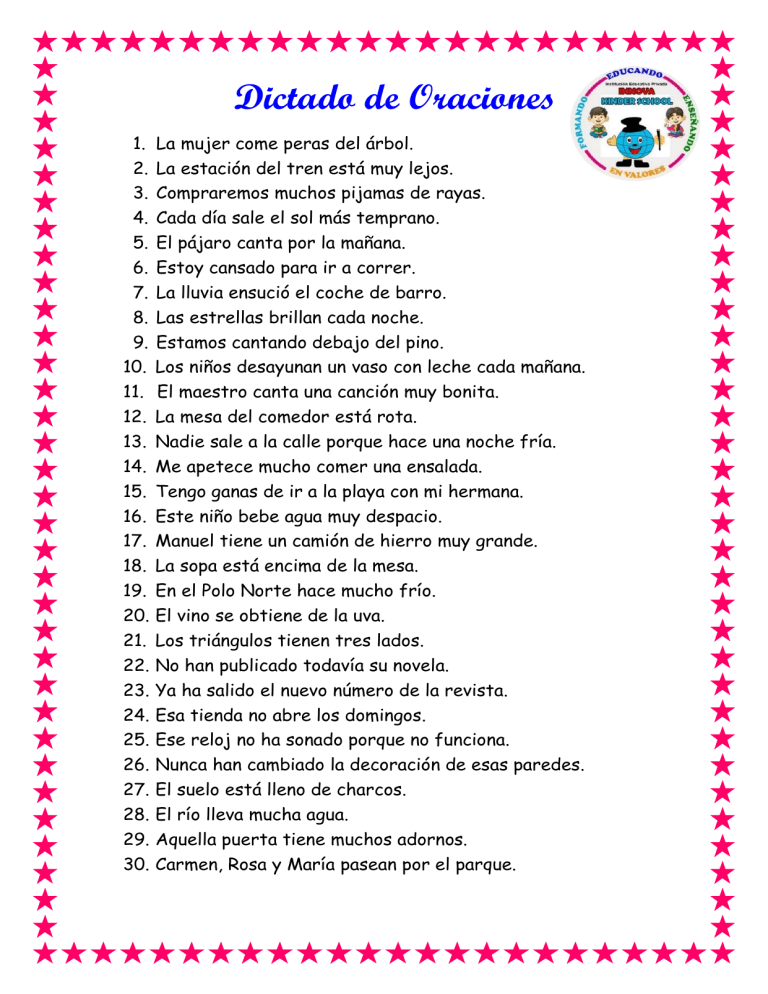 Dictado de Oraciones: Práctica de Escritura en Español