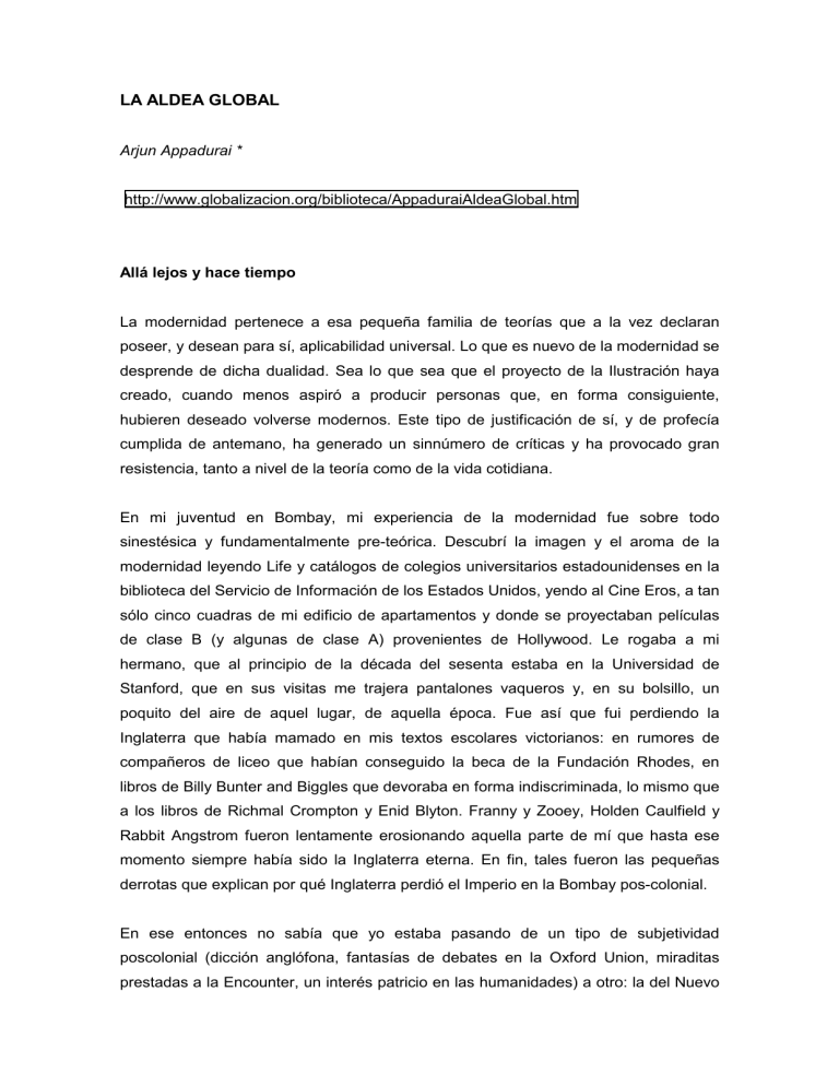 La Aldea Global: Medios, Migración e Imaginación