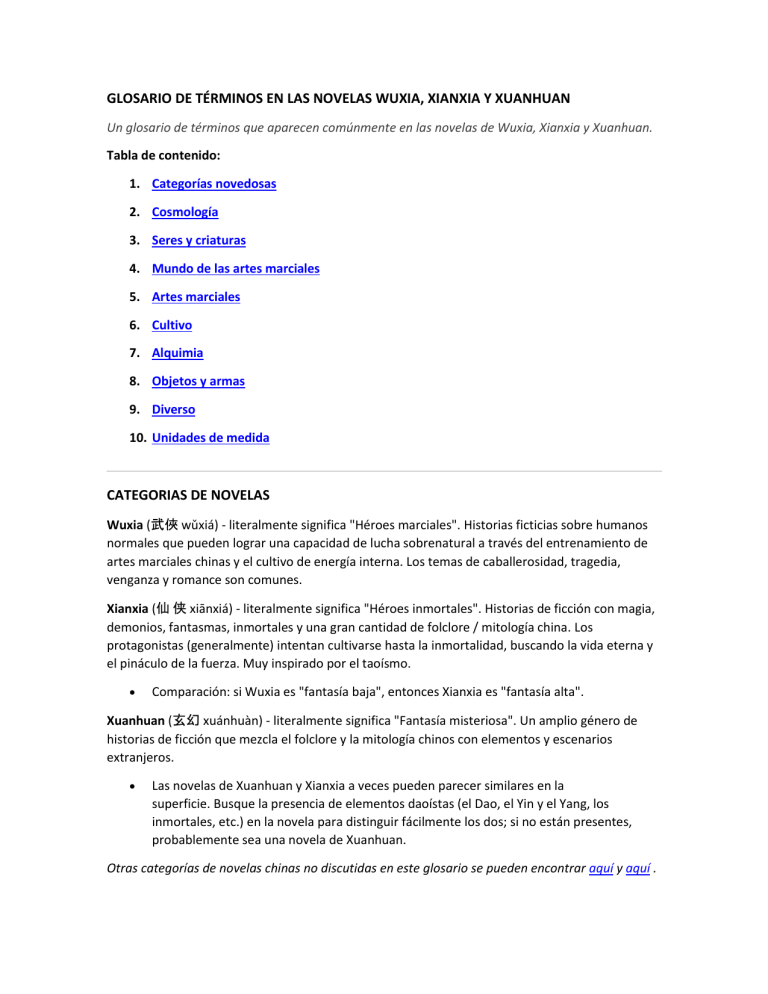 Glosario de Términos de Novelas Danmei