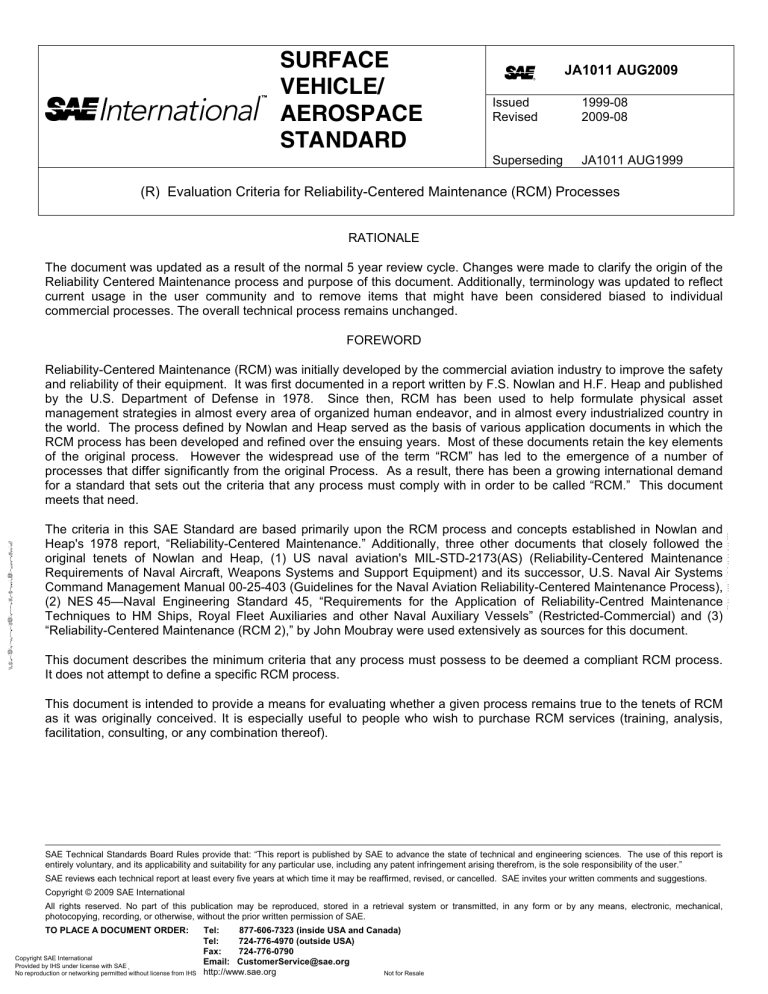 SAE JA1011-2009 (English) Criterios para RCM