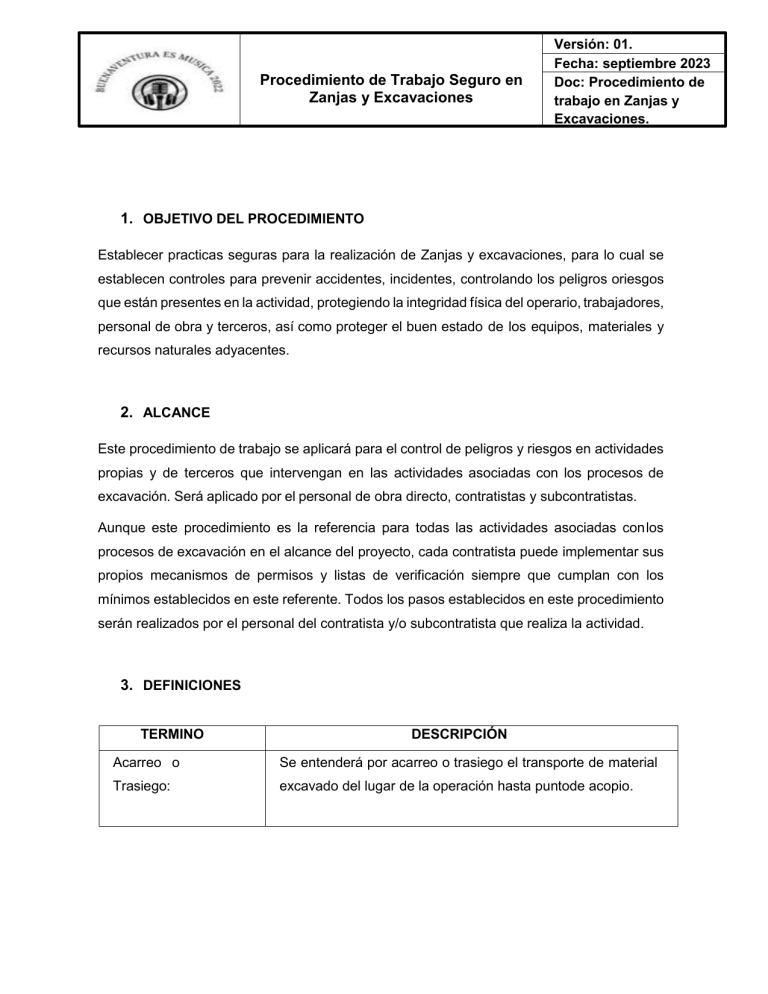 PROCEDIMIENTO-DE-MANEJO DE ZANJAS Y EXCAVACIONES