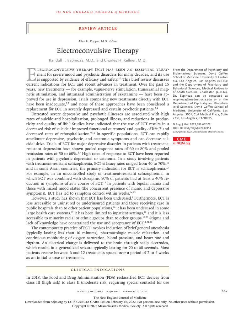 Electroconvulsive Therapy