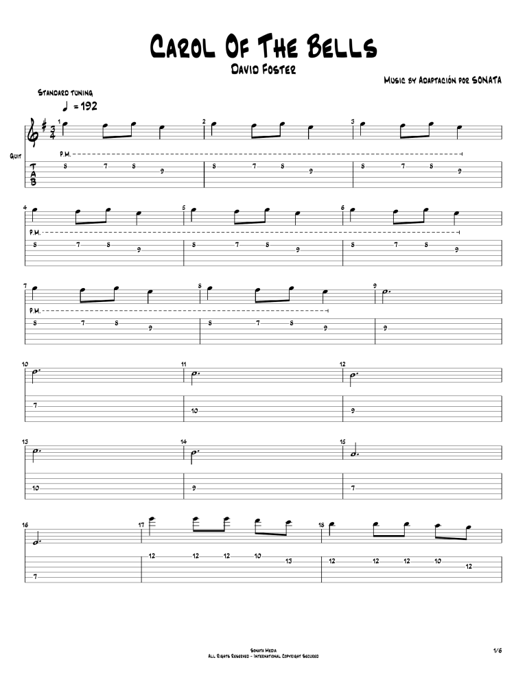 Carol Of The Bells Guitarra