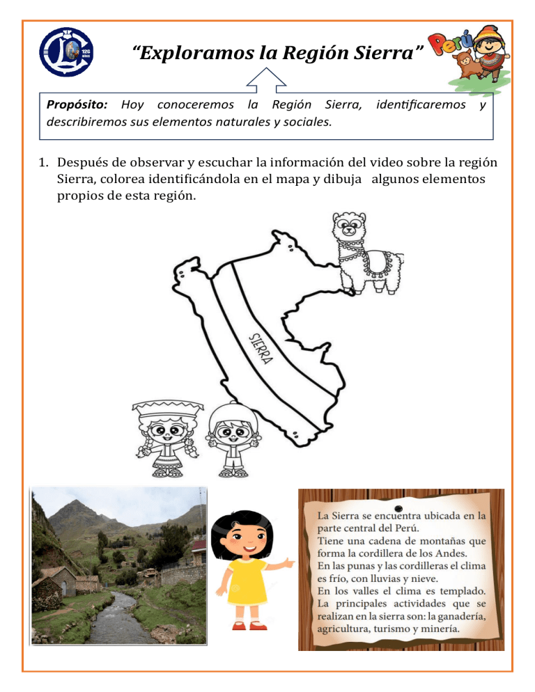 Ficha de trabajo REGIÓN SIERRA