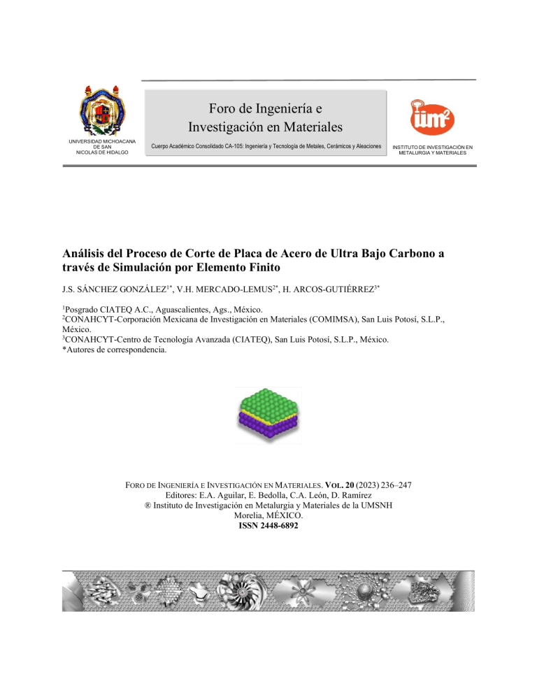 Análisis del proceso de corte de placas de acero de ultra bajo carbono ...