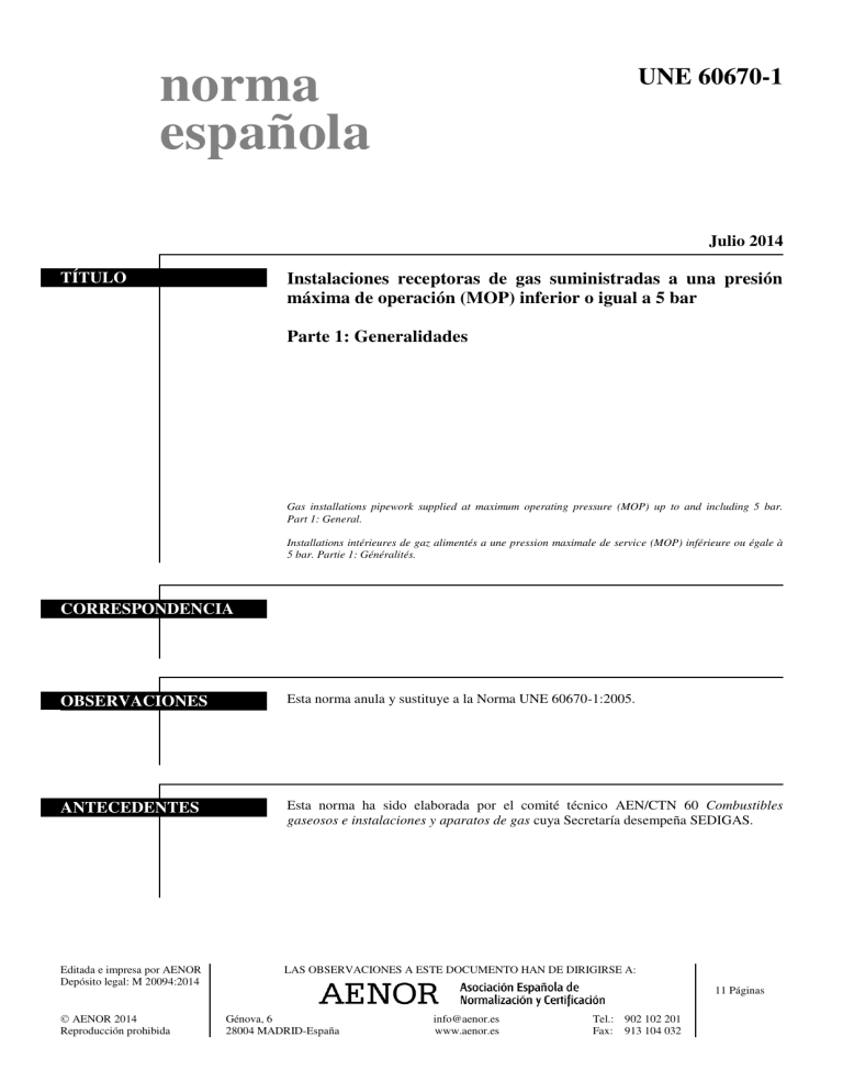 UNE 60670 2014 COMPLETA