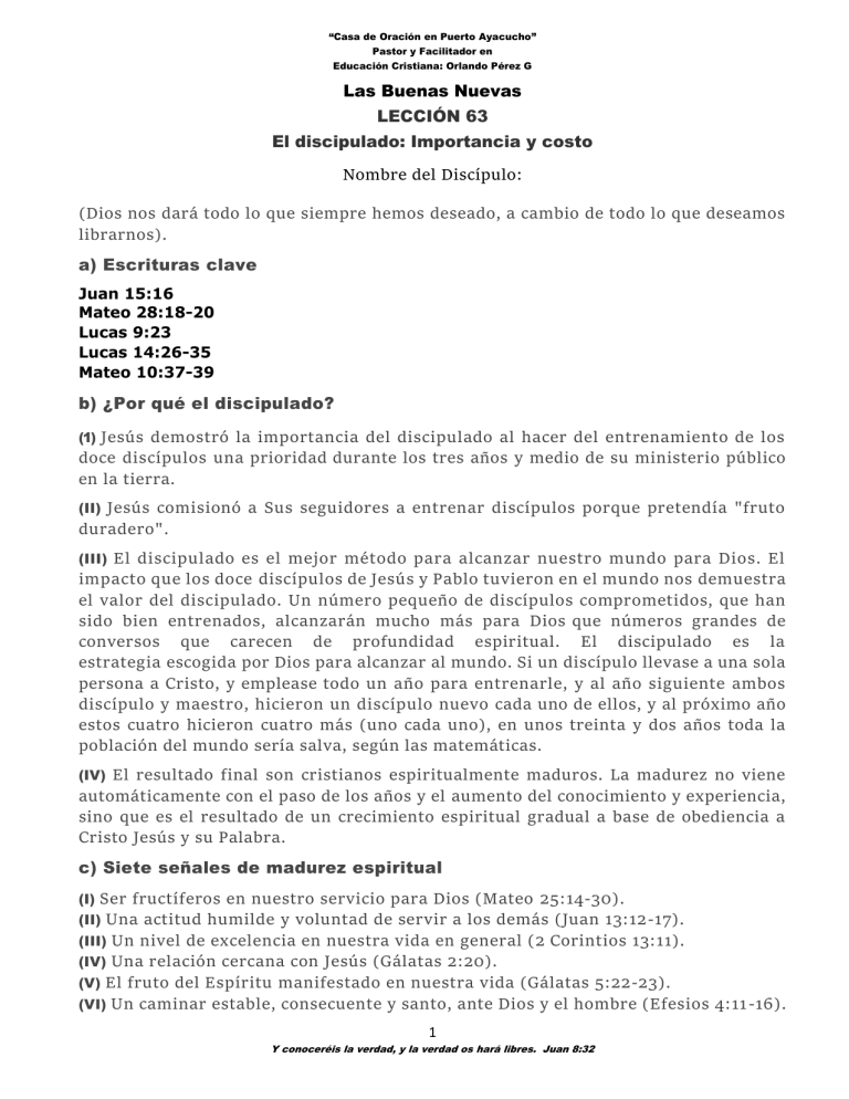 El Discipulado: Importancia y Costo - Lección Cristiana