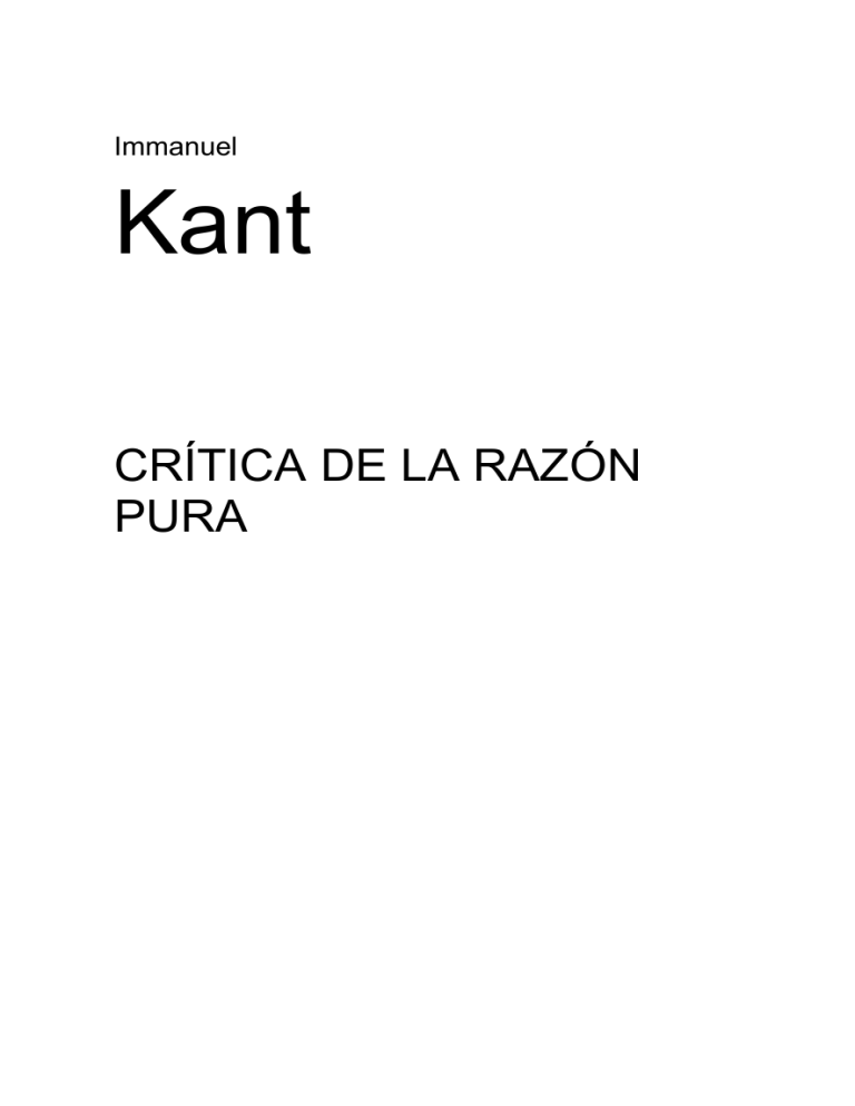 Crítica de la Razón Pura: Kant - Análisis Filosófico